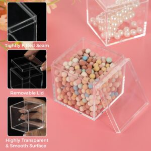 TIMCORR 36PCS Mini Clear Acrylic Boxes,Small Clear Boxes with Lids, 2.2 x 2.2 x 2.2 in Plastic Square Cube, Square Display Box, Clear Container Boxes for Candy Pill Earring Jewelry Tiny Beads