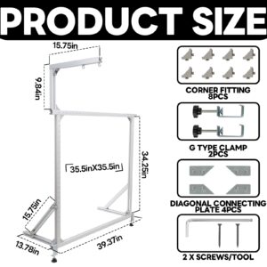 tonchean Tufting Frame for Rug Making 35.5x35.5 Inch Metal Rug Tufting Kit Tufting Supplies Carpet Making Kit Tufting Cloth Stand for Rug Making