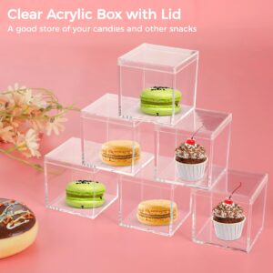 TIMCORR 36PCS Mini Clear Acrylic Boxes,Small Clear Boxes with Lids, 2.2 x 2.2 x 2.2 in Plastic Square Cube, Square Display Box, Clear Container Boxes for Candy Pill Earring Jewelry Tiny Beads