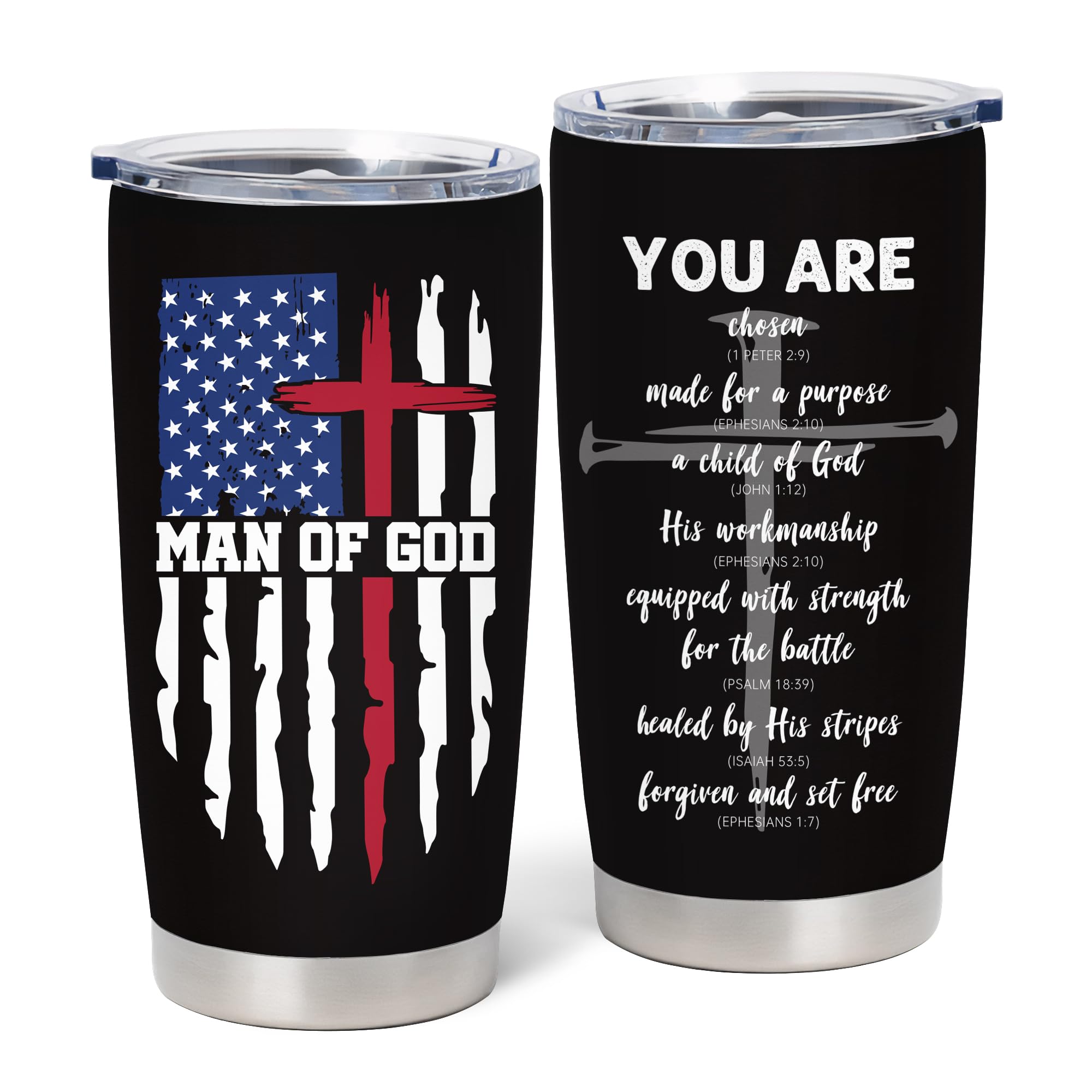 NVFCC Christian Gifts for Men, Catholic Gifts, Religious Gifts for Men, Christian Christmas Gifts, Inspirational Gifts, Bible Verse Gifts, Gifts for Spiritual Men 20oz Coffee Tumbler