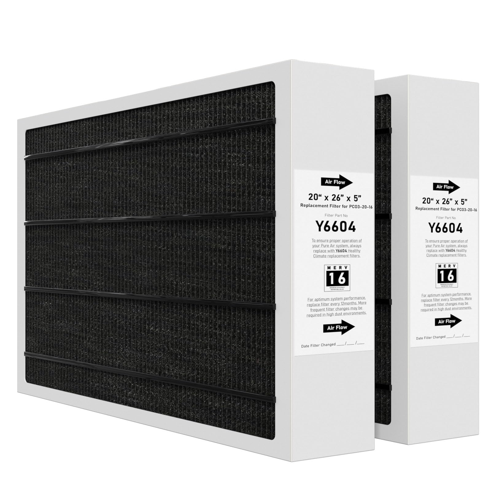 Pitymody Y6604 MERV16 20x26x5 Furnace Replacement Filter Compatible with Lennox Y6604 PureAir PCO3-20-16 Air Purifier Cleaner Purification Systems, 2 Pack