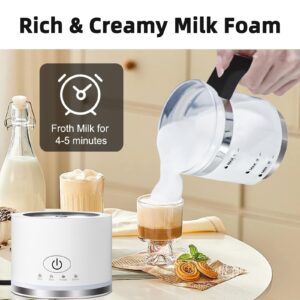 Electric Milk Frother, 4 in 1 Milk Frother and Steamer, Milk Steamer,16.9OZ/500ml Automatic Warm and Cold Foam Maker for Coffee,Latte, Cappuccino, Macchiato, Hot Chocolate, Dishwasher Safe (White)