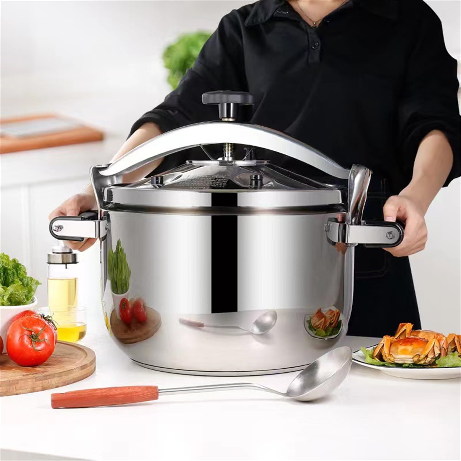 lodnexem Large 42 Quart Professional Pressure Cooker, 304 Stainless Steel Pressure Cooker Extra Large Canning Pot Commercial Canner Ideal for Industry Usage,42qt