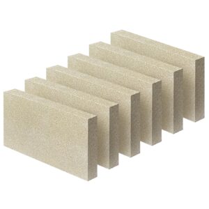 protalwell woodstove firebricks, fire bricks, size 9" x 4-1/2" x 3/4", high temperature resistant fire bricks replacement for wood stoves, 6 pieces