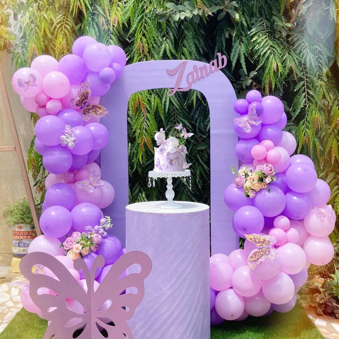 Pink and Purple Party Balloons, 50Pcs 12 Inch Purple Pink Balloons, Metallic Pink Purple Latex Balloons Birthday Party Balloons for Girls Birthday Baby Shower Wedding Party Decorations