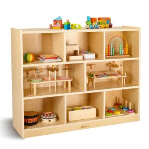 wingyz wooden storage cabinet, 8-section kids toy storage organizer, spacious montessori kids bookshelf, toy shelf storage organizer for playroom bedroom classroom nursery study room living room