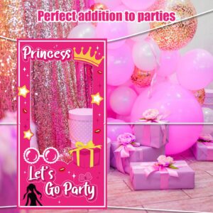 Hot Pink Girls Photo Booth Prop, 76x40 Inch Pink Photo Booth Box Princess Photo Booth Prop Let's Go Party for Bridal Shower Bachelorette Party Pink Girls Birthday Decorations