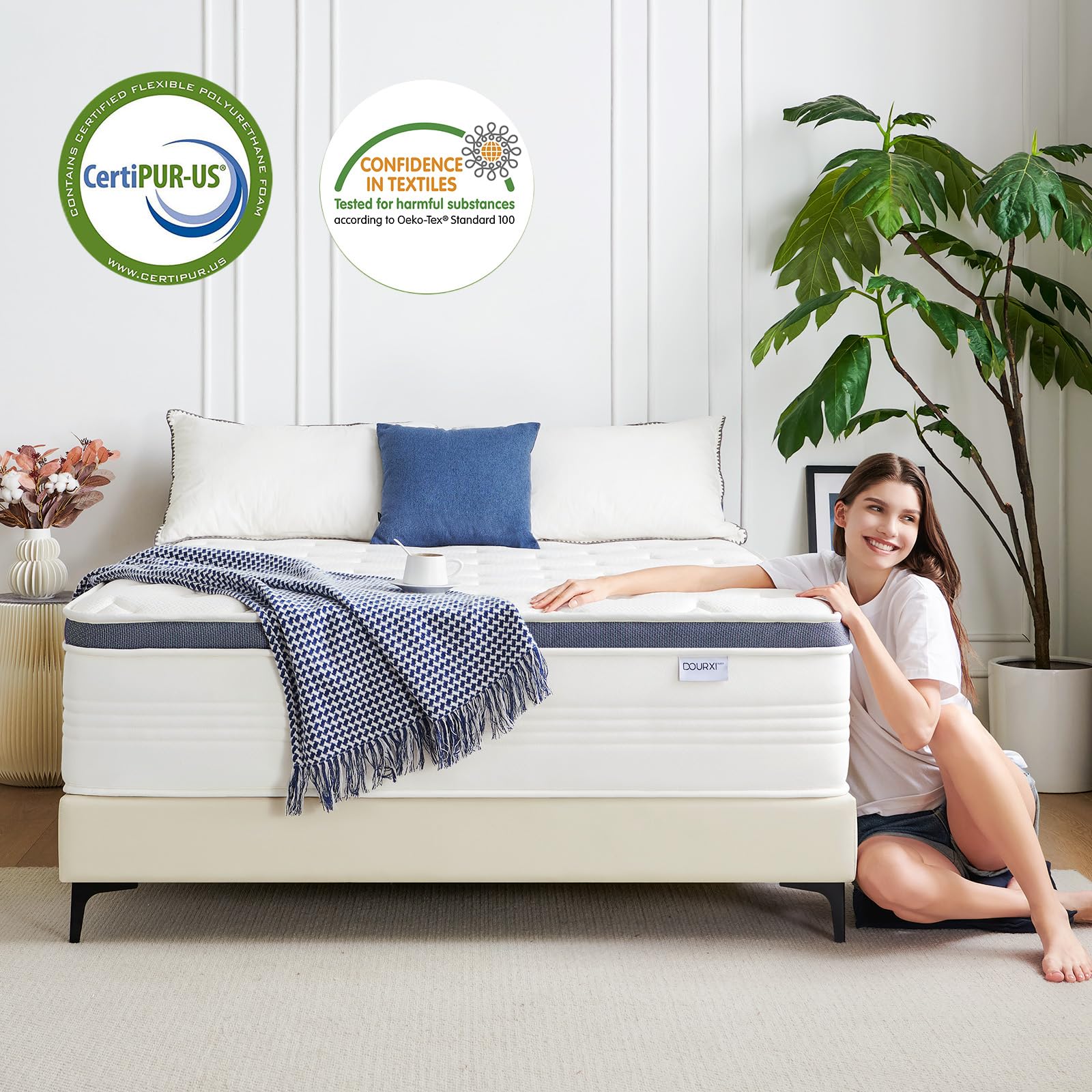 Dourxi 12 inch Twin Mattress, Twin Size Hybrid Mattress with Gel Memory Foam for Pressure Relief and Motion Isolation, Medium