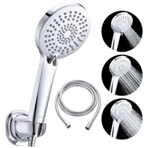 watersong shower head with handheld, 3 spray mode high pressure handheld shower head with 79" extra long stainless steel hose & adjustable bracket, brushed nickel