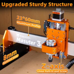 FoxAlien CNC Router Machine Masuter 3 with Steel Wheels, 3-Axis Engraving Milling Machine 15.75” x 15.75” x 3.74” Working Area for Wood Acrylic MDF Nylon Carving Cutting