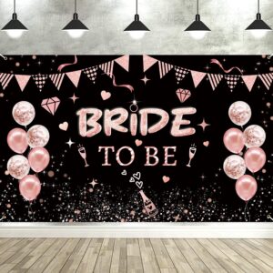 artaubrey rose gold bride to be party banner - xtra large, 72x44 inch, bridal shower photo backdrop bride to be backdrop bachelorette party decorations