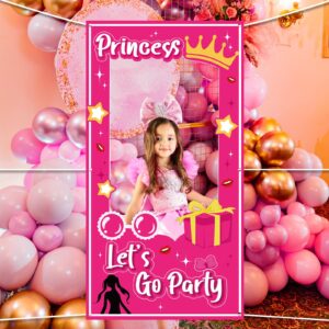 Hot Pink Girls Photo Booth Prop, 76x40 Inch Pink Photo Booth Box Princess Photo Booth Prop Let's Go Party for Bridal Shower Bachelorette Party Pink Girls Birthday Decorations