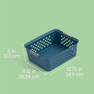 IRIS USA Plastic Storage Basket, 6-Pack, Medium, Shelf Basket Storage Organizer for Pantry, Cabinet, Bedroom, Closet, Laundry Room, Eco-Friendly, Navy