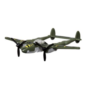 matchbox collectible die-cast metal sky busters inspired by lockheed martin p-38 lightning jet - hlj25 ~ green combat fighter jet airplane ~ includes playmat