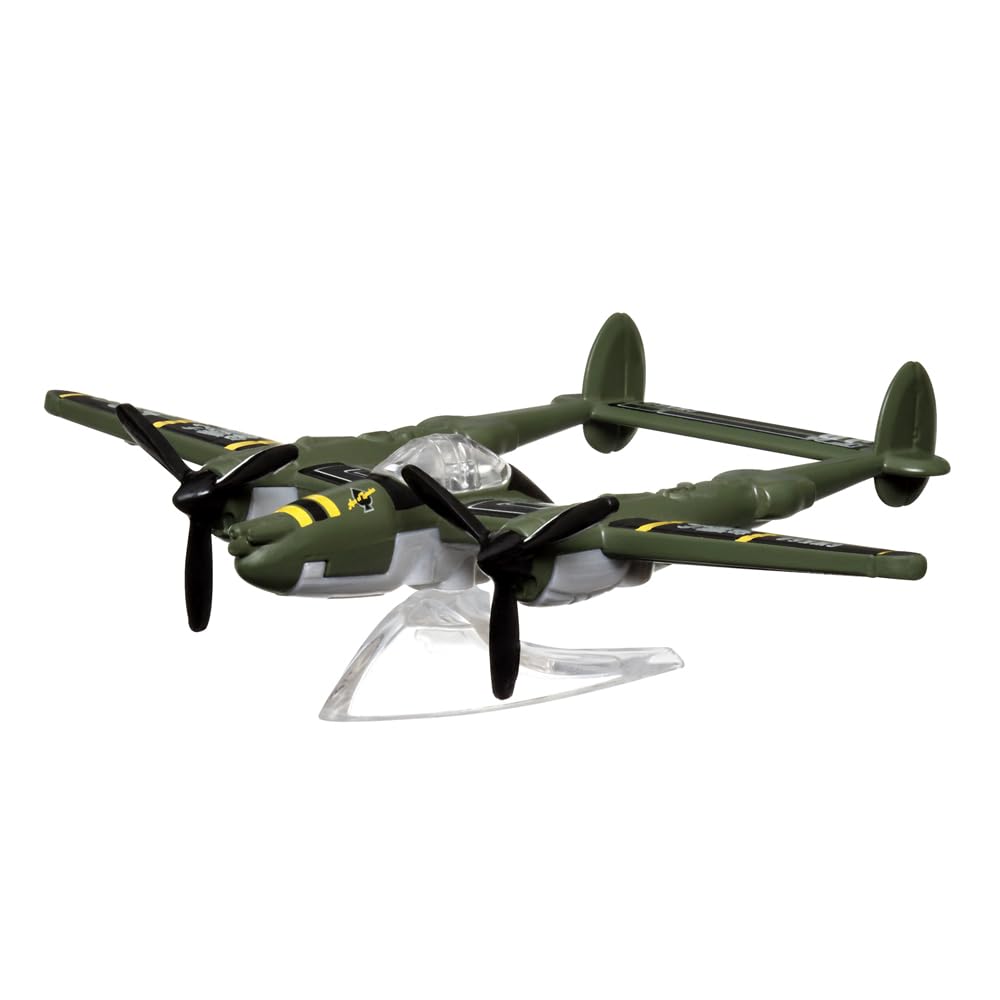 Matchbox Collectible Die-Cast Metal Sky Busters Inspired by Lockheed Martin P-38 Lightning Jet - HLJ25 ~ Green Combat Fighter Jet Airplane ~ Includes Playmat