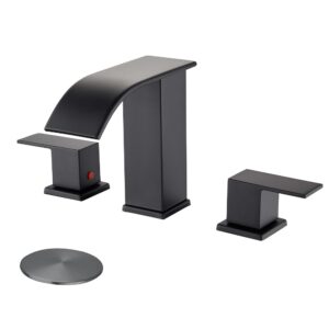 loopan bathroom faucet for 3 hole, waterfall matte black 8 inch widespread bathroom faucets & parts, modern 3 piece bathroom sink faucet, touch on bathroom sink faucet with drian&hoses