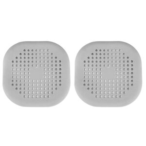 hufopik hair catcher,square hair drain cover for shower silicone hair stopper with suction cup,easy to install suit for bathroom,bathtub,kitchen 2 pack (grey)