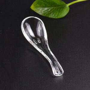 VOSAREA Clear Glass Spoons 2pcs Decorative Dessert Spoon Tablespoon Chinese Soup Spoons Asian Rice Spoon Japanese Wonton Soba Ramen Noodle Spoon