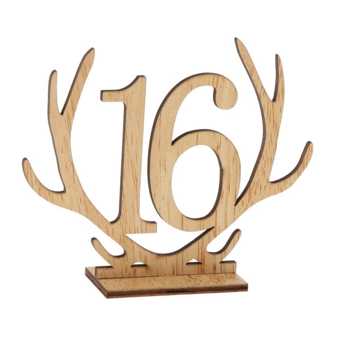 Lawnrden Table Numbers Wooden Number Plate Freestanding Table Cards 1-20 Table Number Sign Stand Antler Table Cards Table Decor for Banquets, Table Numbers