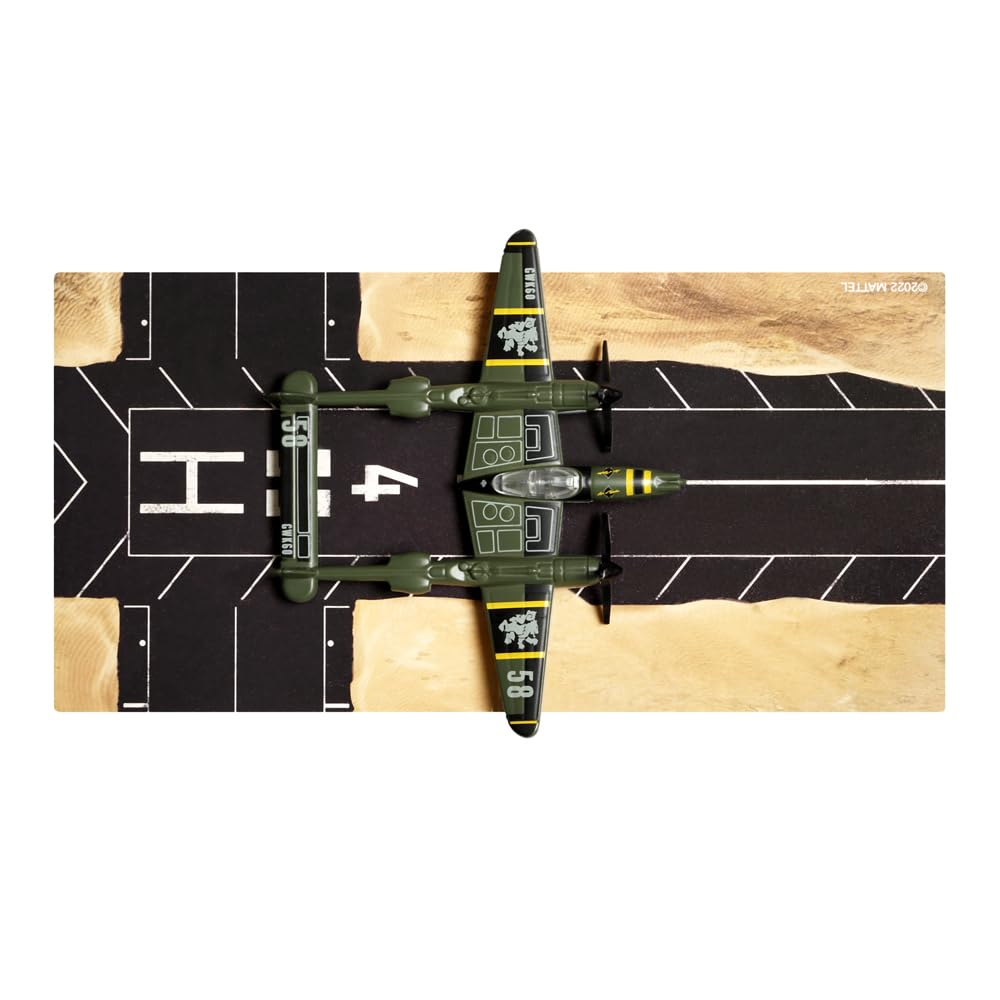 Matchbox Collectible Die-Cast Metal Sky Busters Inspired by Lockheed Martin P-38 Lightning Jet - HLJ25 ~ Green Combat Fighter Jet Airplane ~ Includes Playmat