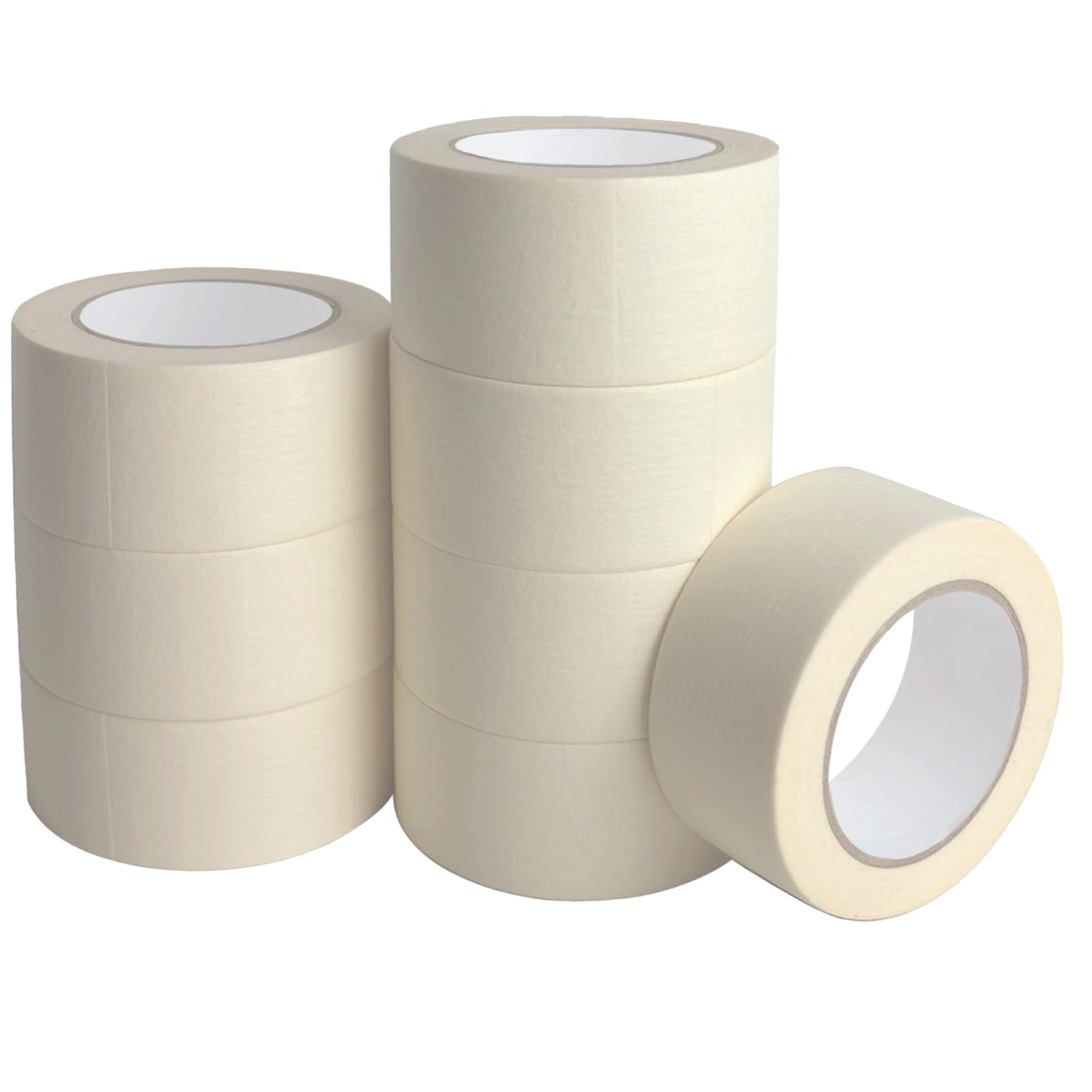 JayJayup Masking Tape 2 inch Wide, 8 Pack Wide Masking Tape for General Purpose Use, 2 inches x 55 Yards x 8 Rolls, 440 Yards in Total