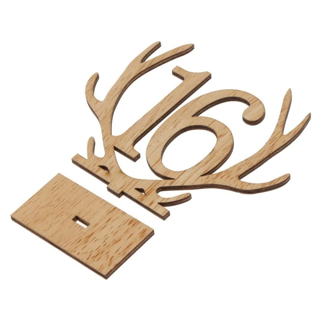 Lawnrden Table Numbers Wooden Number Plate Freestanding Table Cards 1-20 Table Number Sign Stand Antler Table Cards Table Decor for Banquets, Table Numbers