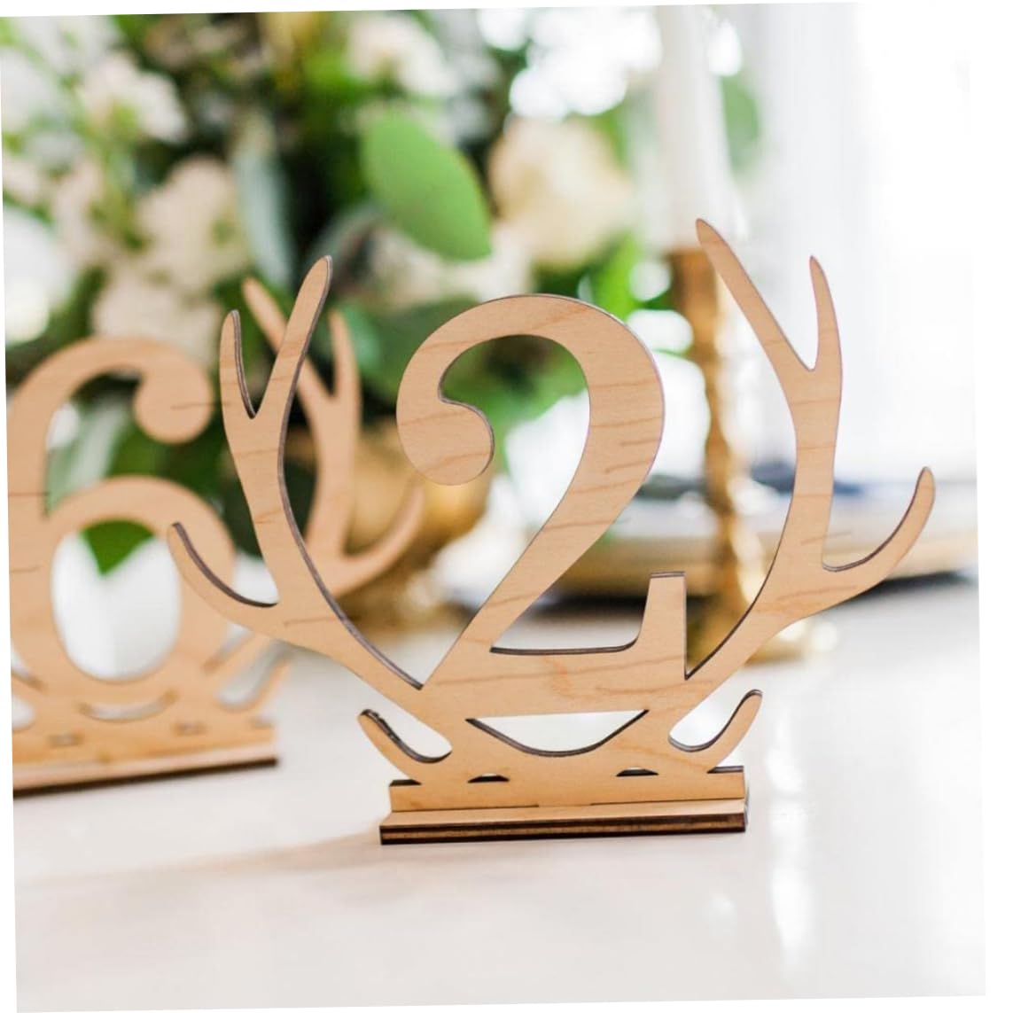 Lawnrden Table Numbers Wooden Number Plate Freestanding Table Cards 1-20 Table Number Sign Stand Antler Table Cards Table Decor for Banquets, Table Numbers