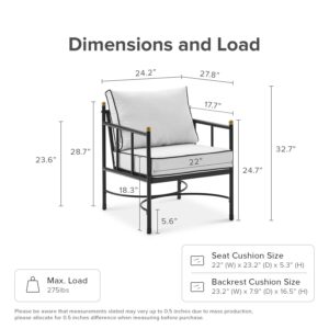 mopio Odelia Patio Furniture Set of 4, Outdoor Sectional Conversation Set, Small Metal Backyard, Front Porch, Balcony Furniture for Apartments, with Patio Chairs Set of 2, Loveseat, Coffee Table