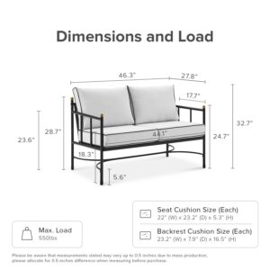 mopio Odelia Patio Furniture Set of 4, Outdoor Sectional Conversation Set, Small Metal Backyard, Front Porch, Balcony Furniture for Apartments, with Patio Chairs Set of 2, Loveseat, Coffee Table