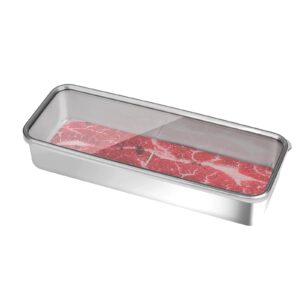 maxracy food storage container, 304 stainless steel bacon container for refrigerator, deli meat keeper fridge storage (1pcs bacon container- 34 fl oz)