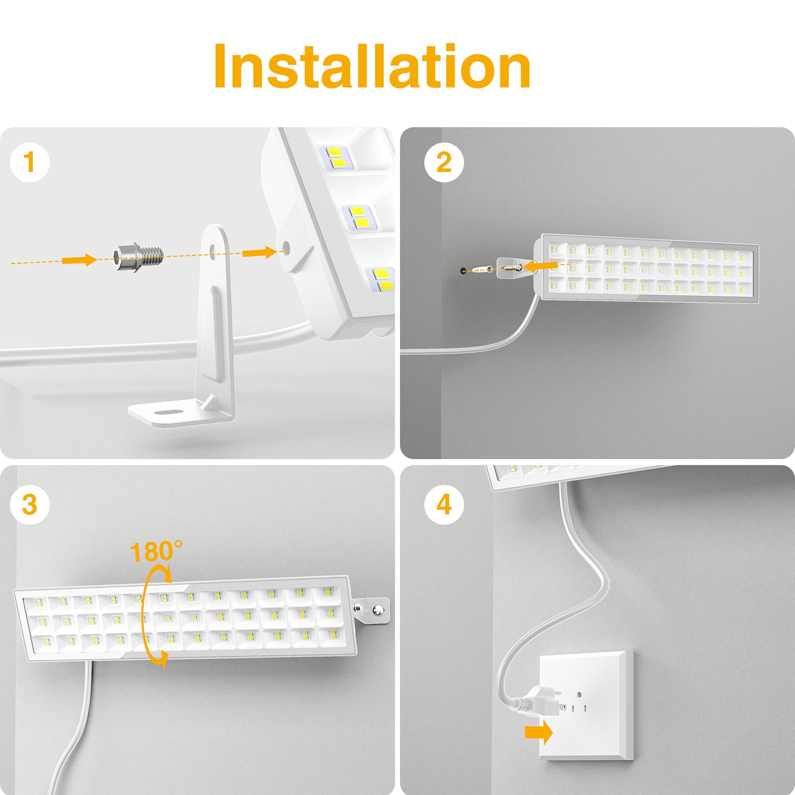 Onforu LED Shop Lights,6500K Daylight White LED Work Shop Lights for Garage,72W 6500lm Ultra Bright Garage Light with Plug,IP66 Waterproof LED Work Shop Light for Garage Warehouses Shops(2 Pack)