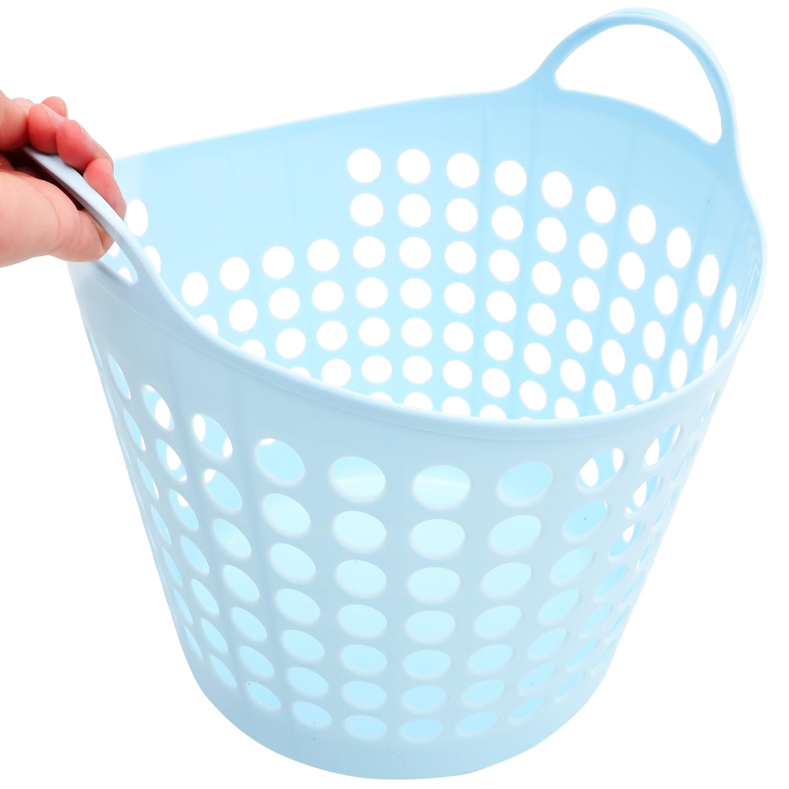 Luxshiny Flexible Laundry Baskets, 30l Hollow Plastic Laundry Hamper Washing Basket Clothes Storage Bin Sundries Organizer with Carrying Handles for Bathroom