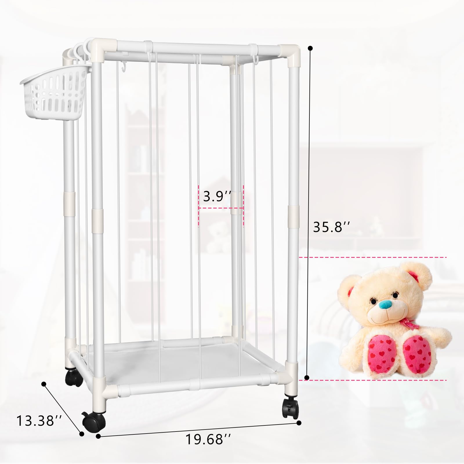 XMBecc Stuffed Animal Storage Zoo Stuffed Animal Holder Space Save Vertical Stuffed Animals Storage PVC with Elastic Band and Net for Playroom Birthday Gift (Small-White)