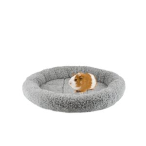 lesypet cat bed for indoor cats, round cat bed small cat bed curl sleep cushion with raised pillow around, non-slip bottom washable mat for small pet rabbit hamsters, round small 13.78"