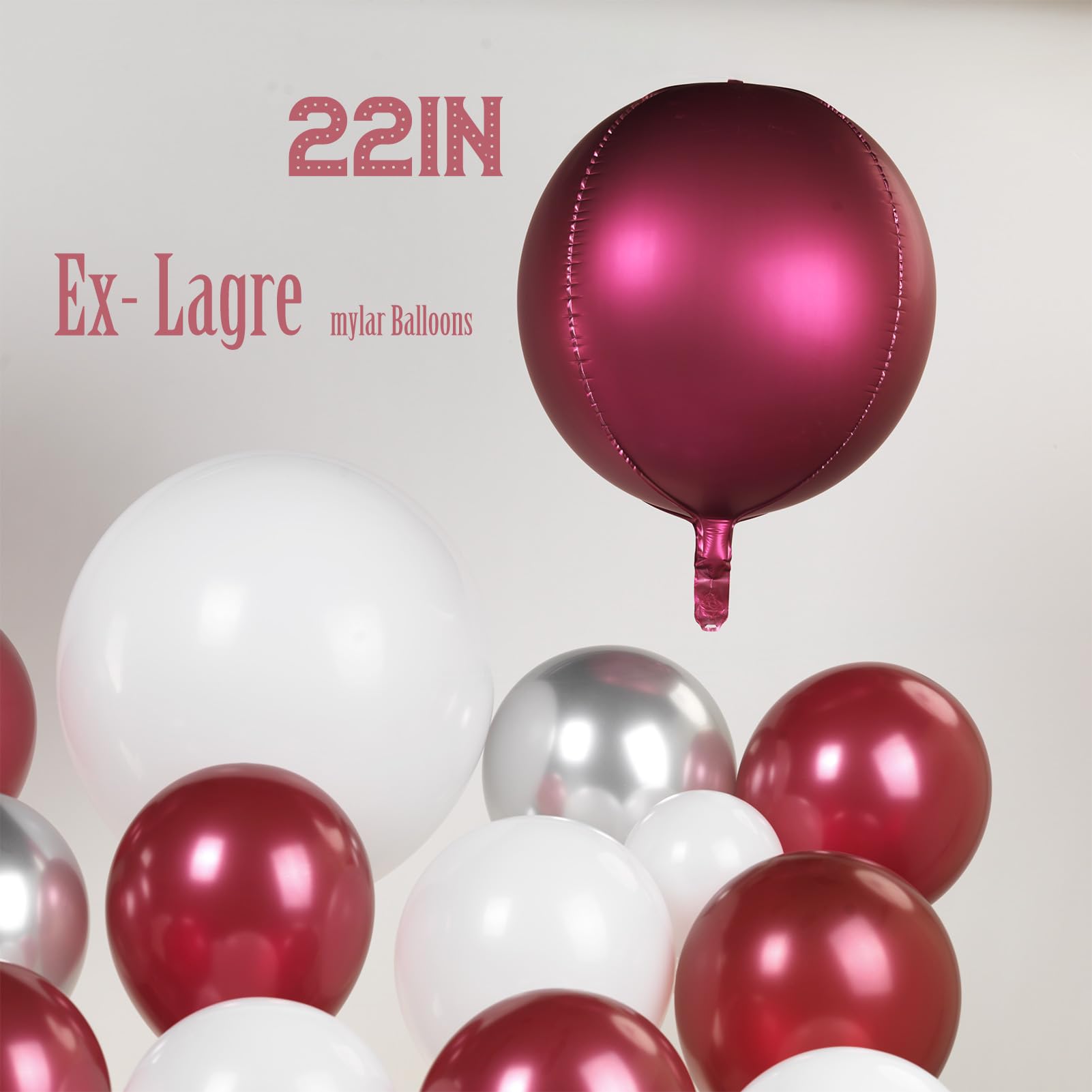 Maroon and silver Balloon Garland Arch Kit 118 Pcs Burgundy and White silver Rubber Balloons for Wedding Baby Shower graduation Birthday 2025 New Year Party Decoration