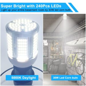 2 Pack 200W Equivalent Led Corn Light Bulb, 3000 Lumen 5000K Daylight White 30W LED Corn Lamp, E26/E27 Base LED Light Bulb for Home Garden Garage Backyard Street Office Household