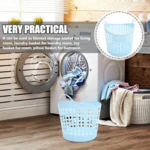 Luxshiny Flexible Laundry Baskets, 30l Hollow Plastic Laundry Hamper Washing Basket Clothes Storage Bin Sundries Organizer with Carrying Handles for Bathroom