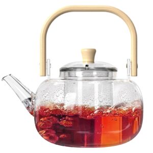 wlasss glass tea kettle with removable infuser,stovetop safe, glass teapot 1000 ml 33 oz, tea pot with infusers for loose tea, gift for women and adult