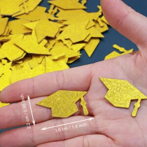 ONLYKXY 100pcs Graduation Cap Table Confetti Decor Glitter Confetti Graduation Hat Decoration for High School College Grad Party Decor Chocolate Favor Envelope Decal Scatter Bless Confetti (Gold)