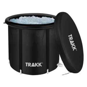 trakk portable ice bath tub therapy with cover - 150 gallon freestanding cold water plunge pool, cold plunge tub recovery bath, black