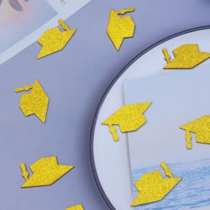 ONLYKXY 100pcs Graduation Cap Table Confetti Decor Glitter Confetti Graduation Hat Decoration for High School College Grad Party Decor Chocolate Favor Envelope Decal Scatter Bless Confetti (Gold)