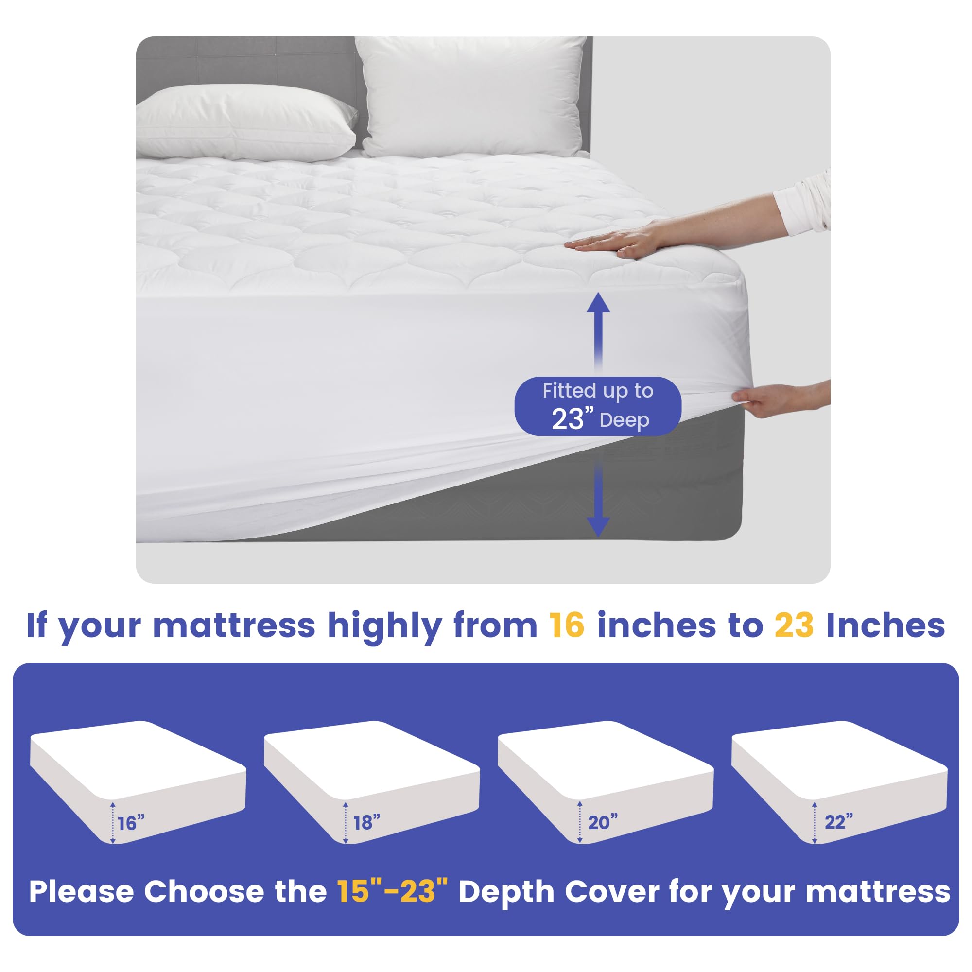 Ayge Queen Air Mattress Cover Thick Cooling Top Mattress Pad Cover Quilted Fitted Mattress Protector with 15-23 Inch Deep Pocket