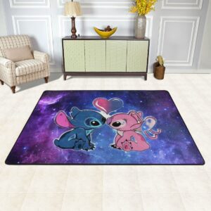 reotto large anime rug little blue monster rug for stitch rug, non-slip bathroom rugs, kitchen rugs velvet carpet floor mat rugs for bedroom (little blue monster 3, 36""x24""), reotto123