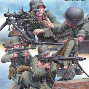 TAMIYA 35386 1:35 Figure Set German MG Troops (5) with WW2 Faithful Replica, Model Building, Plastic Kit, Crafts, Hobby, Gluing, Model Kit, Assembly, Unpainted