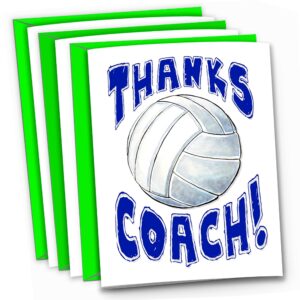 3-pack all star volleyball coach 3-pack (5x7) greeting thank you cards set awesome for volleyball players, teams, coaches, family and fans - your coaches will love 'em!