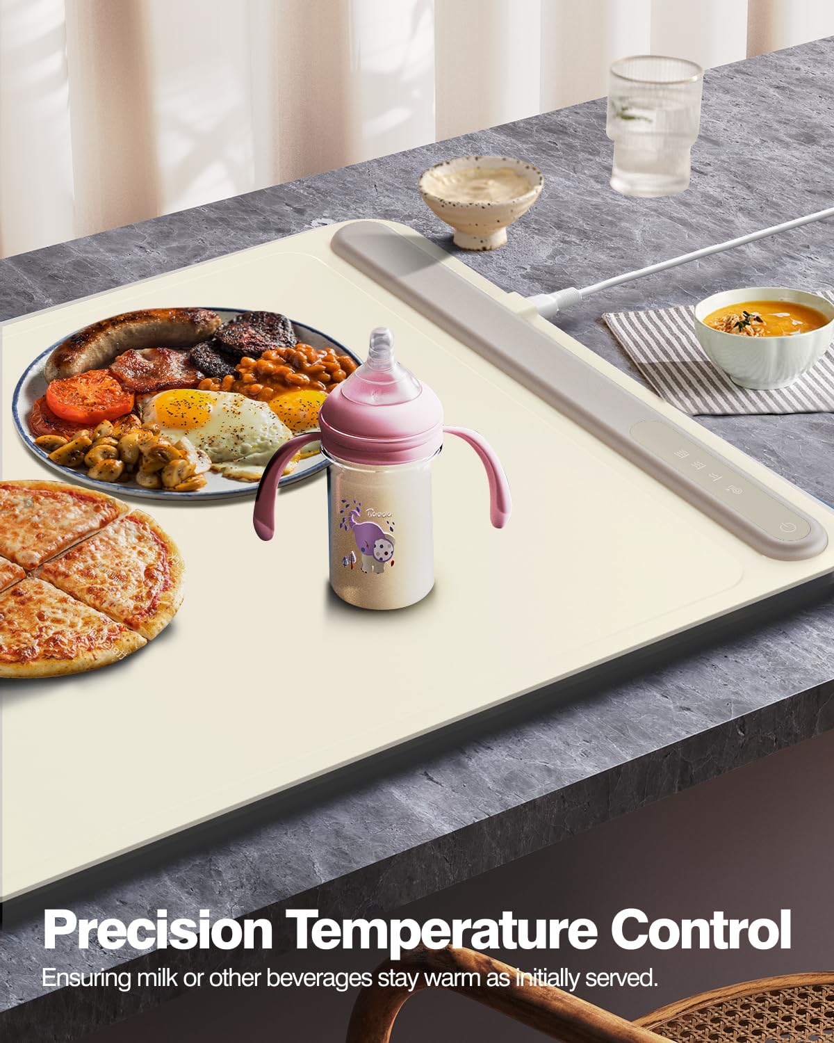 iTRUSOU Electric Warming Tray - Full Surface Heating,Rollable & Portable,Premium Silicone Nano-Material,3 Temperature Settings,Auto Shut-Off -Versatile Food Warmer for Gatherings,Parties,Everyday Use