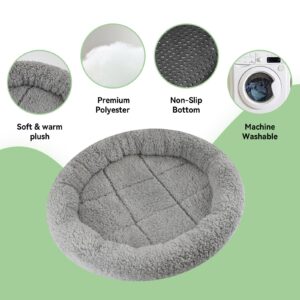 lesypet Cat Bed for Indoor Cats, Round Cat Bed Small Cat Bed Curl Sleep Cushion with Raised Pillow Around, Non-Slip Bottom Washable Mat for Small Pet Rabbit Hamsters, Round Small 13.78"