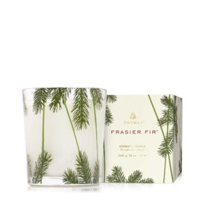 thymes frasier fir heritage poured candle – pine needle candle jar design – scented candle with notes of crisp siberian fir, cedarwood and sandalwood – luxury home fragrance (13 oz)