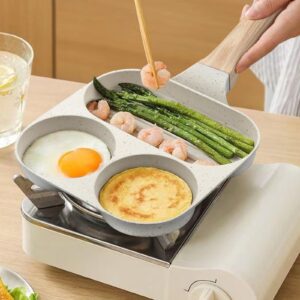 MFBJXC Egg Pans Small Frying Pan Nonstick for Eggs 3 Section for Breakfast, Omelette Pan Egg Frying Pan Suitable for Pancake, Hamburger, Sandwiches