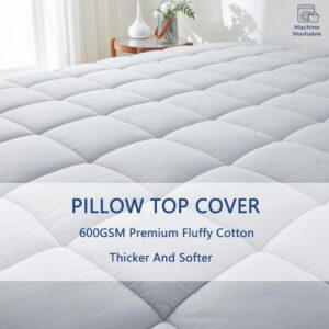 Jamdok King Size Dual Layer 4 Inch Firm Gel Memory Foam Mattress Topper for Back Pain,Mattress Pad with Removable Pillow Top Cover,(79X75X4”) White